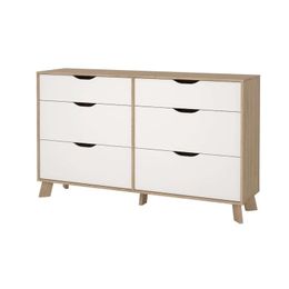 Andas Kommode &raquo;Ikast, Schubladenschrank, Sideboard, Aufbewahrung, Stauraum&laquo; 6 Schubladen, Eingriffsmulden, Breite 156 cm wei&szlig; Spanplatte