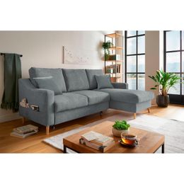 Home Affaire Ecksofa &raquo;Valentina L-Form&laquo; 2 Zierkissen, mit Seitentasche, ausziehbarer Liegefl&auml;che, Bettkasten schwarz 92% Polyester, 8% Nylon