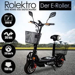 Rolektro E-Mofaroller &raquo;E-Joy 20, Schwarz, 36V-12AH Blei-Gel Akku, 500 Watt&laquo; bis zu 30 km Reichweite schwarz LED-Frontlicht f&uuml;r eine erh&ouml;hte Sichtbarkeit und 