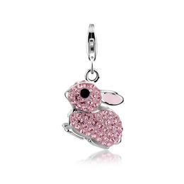 NENALINA Damen Charm-Einh&auml;nger &raquo;Anh&auml;nger Hase 925 Silber, mit Kristallen von Swarovski &laquo; rosa