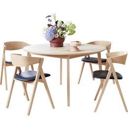 Essgruppe &raquo;Findahl/Basic by Hammel Single/City&laquo; Set, mit Single Esstisch &Oslash;130 cm inkl. 2 Einlegeplatten und 4 City St&uuml;hle braun Tisch: Platte: Eiche 
