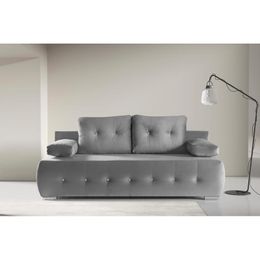 WERK2 Schlafsofa &raquo;Monaco Design Bettsofa, pflegeleichter Samtoptik Bezug, Breite 205cm&laquo; 2-Sitzer Schlafcouch mit Bettkasten & funkelnden Ziersteinchen