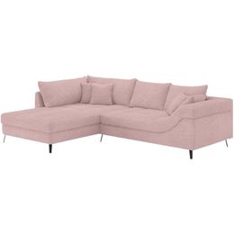 Ecksofa &raquo;Portofino, L-Form&laquo; Mit Kaltschaumpolsterung, bis 140 kg belastbar rosa Stripes (92% Polyester / 8% Nylon)