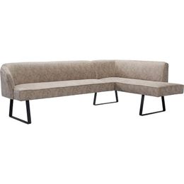 exxpo - sofa fashion Eckbank &raquo;Americano&laquo; mit Keder und Metallf&uuml;&szlig;en, Bezug in verschiedenen Qualit&auml;ten braun