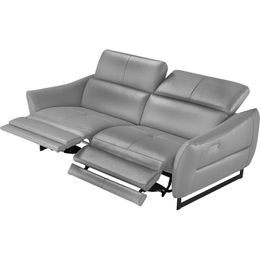 Egoitaliano 2,5-Sitzer &raquo;Dafne, elegantes Designsofa mit hohem Sitzkomfort&laquo; mit und ohne elektrischer Relaxfunktion, Kopfteile manuell verstellbar grau Leder &raquo;BULL