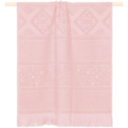Pad Handtuch &raquo;HARLEM, 50x100 cm&laquo; Made in Europe, Ton in Ton gestreift, mit Ornamenten, mit Fransen pink Frottee, Frottee