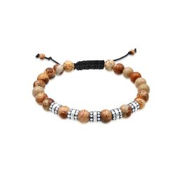 Kuzzoi Herren Armband &raquo;Herren Achat Perlen Bead Jasper Look 925 Silber&laquo; braun