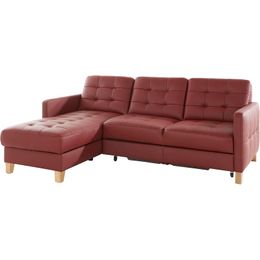 exxpo - sofa fashion Ecksofa &raquo;Elio, kompakt, bequem & zeitloses Design, Breite 217cm, L-Form&laquo; wahlweise mit Bettfunktion rot Luxus-Kunstleder;