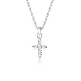 Elli Damen Collierkettchen &raquo;Kreuz Zirkonia Wei&szlig; 925 Sterling Silber&laquo; silber