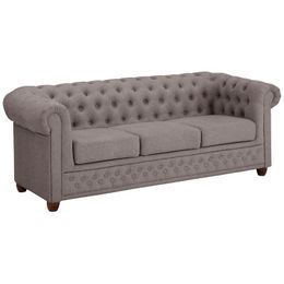 Home Affaire Chesterfield-Sofa &raquo;New Castle&laquo; mit hochwertiger Knopfheftung in Chesterfield-Design, B/T/H: 203/86/72 grau Samtoptik (100% Polyester);