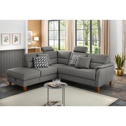 Home Affaire Ecksofa &raquo;Palmera L-Form, B: 236 cm&laquo; optional Bettfunktion & Bettkasten, Federkern grau 100% Polyester;Struktur (100% Polyester);Luxus-