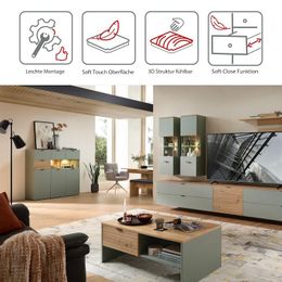 Innostyle Highboard &raquo;INA Highboard, 84 x 125 x 45 cm (B/H/T)&laquo; 1 Stk. tlg. 3 t&uuml;rig, 4 Schubladen, inkl. Beleuchtung, Softclose ABS-Kunststoff, Holzwerkstoff, MDF