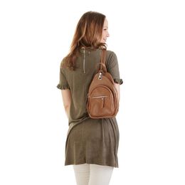 Samantha Look Damen Cityrucksack echt Leder, Made in Italy braun B/H/T: 28cm x 18cm x 10cm, onesize