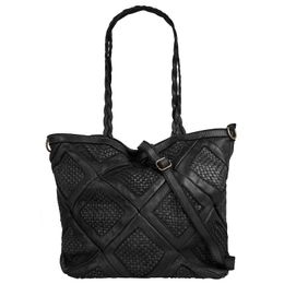 Samantha Look Damen Shopper echt Leder, Made in Italy schwarz