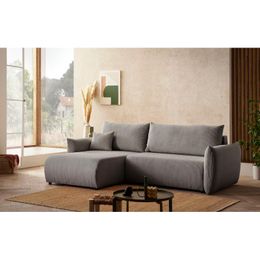 Home Affaire Ecksofa &raquo;MAVAS Schlafsofa mit Bettkasten, L-Form,&laquo; ca.257/127cm (Liegefl&auml;che 212/145 cm), Cord, Chenille, Struktur grau