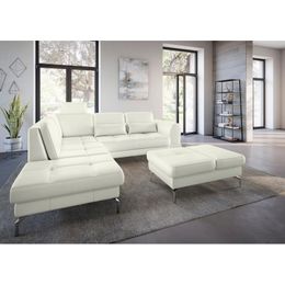 Sit & More sit&more Ecksofa &raquo;Bendigo L-Form&laquo; inklusive Sitztiefenverstellung, Bodenfreiheit 15 cm, in 2 Fu&szlig;farben wei&szlig;