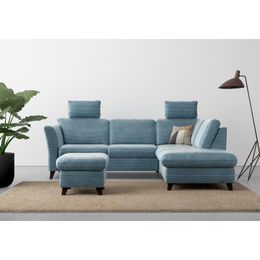 Home Affaire Ecksofa &raquo;Trelleborg L-Form&laquo; wahlweise mit Bettfunktion und Bettkasten, inkl. Federkern-Polsterung blau 100% Polyester