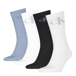 Calvin Klein Jeans Damen Socken &raquo;CKJ MEN SOCK 4P SHADOW RIB LOGO ECOMM&laquo; 4 Paar tlg. mit diskretem Logo-Design wei&szlig; Einheitsgr&ouml;&szlig;e