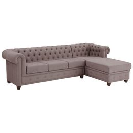 Home Affaire Chesterfield-Sofa &raquo;New Castle L-Form&laquo; hochwertige Knopfheftung in Chesterfield-Design, B/T/H: 255(171/72) grau