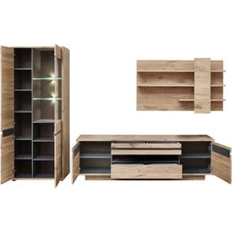 Innostyle Wohnwand &raquo;BELLANO&laquo; Komplett-Set, 3 Stk. tlg. braun Glas, Holzwerkstoff, MDF