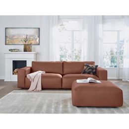 Musterring Big-Sofa &raquo;LUCIA&laquo; in vielen Qualit&auml;ten und 4 unterschiedlichen N&auml;hten, 3-Sitzer braun Flachgewebe FLORIS (100% Polyester);Flachgewebe VALMONT (60% 