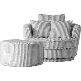 Home Affaire Drehsessel &raquo;MAISIE, Love Seat XXL Lese-Sessel, Big-Sessel mit Hocker,&laquo; 2 Stk. tlg. Set in MEGA CORD und Web-Velours, drehbar 360 Grad 