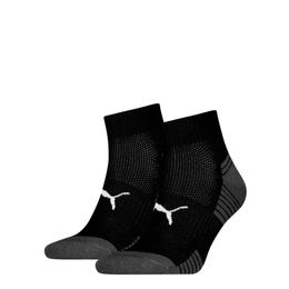 Puma Damen Puma Kurzsocken &raquo;Puma UNISEX SPORT CUSHIONED QUARTER 2P&laquo; 2 Paar, Rippenb&uuml;ndchen, optimierte D&auml;mpfung f&uuml;r zus&auml;tzlichen Komfort schwarz 39-42