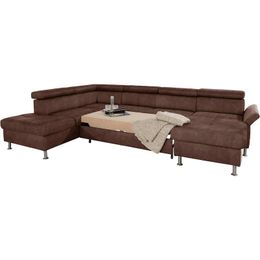 exxpo - sofa fashion Wohnlandschaft &raquo;Maretto, bequem und komfortabel, viel Platz, Breite 330cm, U-Form&laquo; inkl. Kopfteilverstellung f&uuml;r mehr Sitzkomfort