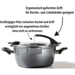 Stoneline Topf-Set &raquo;Future&laquo; Set, Kochtopf 20/24, Stieltopf 18 cm, Schmorpfanne 20/24 cm, 8 Stk. tlg. Aluminiumguss schwarz