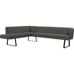 exxpo - sofa fashion Eckbank &raquo;Americano&laquo; mit Keder und Metallf&uuml;&szlig;en, Bezug in verschiedenen Qualit&auml;ten grau