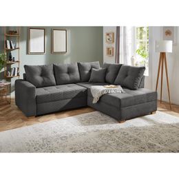 Jockenh&ouml;fer Ecksofa &raquo;Heidelberg L-Form&laquo; inklusive Bettfunktion, Bettkasten, Ottomane links oder rechts grau Korpus: 100% Polyester;Kissen: 100% Polyester