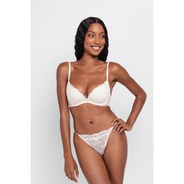Dorina Damen String 2er Pack, durchgehende Spitze mit Spitzenbesatz beige L