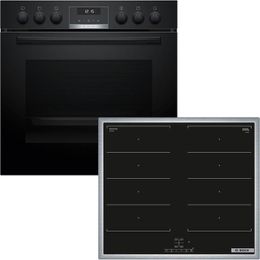 Bosch Flex-Induktions-Herd-Set &raquo;HND619LS67&laquo; mit Backwagen Hydrolyse Backwagen mit ausziehbarer T&uuml;r f&uuml;r bequemes Kochen & Backen schwarz LCD-Display 