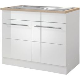 KOCHSTATION Sp&uuml;lenschrank &raquo;KS-Wien&laquo; Breite 100 cm, inkl. Einbausp&uuml;le wei&szlig; Holzwerkstoff, MDF