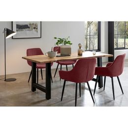 Salesfever Essgruppe &raquo;Stilvolle Essgruppe&laquo; Set, 5 Stk. tlg. 5-teiliges Massivholz-Set, ge&ouml;lt und doppelt gewachst rot Massivholz, Metall, Polyester