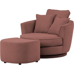 Home Affaire Drehsessel &raquo;MAISIE, Love Seat XXL Lese-Sessel, Big-Sessel mit Hocker,&laquo; 2 Stk. tlg. Set in MEGA CORD und Web-Velours, drehbar 360 Grad 