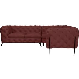 Home Affaire Chesterfield-Sofa &raquo;Amaury L-Form&laquo; moderne Chersterfield-Optik, Breite 262 cm, Fu&szlig;farbe w&auml;hlbar rosa Struktur (100% Polyester);Samtoptik (