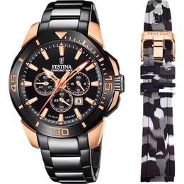 Festina Herren Chronograph &raquo;Chrono Bike - Special Edition&laquo; Armbanduhr, Quarzuhr, Herrenuhr, Stoppfunktion, ideal als Geschenk schwarz