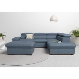 Home Affaire Ecksofa &raquo;Alberto L-Form&laquo; mit Kopfteilverstellung, wahlweise mit Bettfunktion blau Luxus-Microfaser Lederoptik (100% Polyester);Luxus-