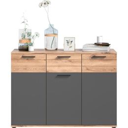 Home Affaire Sideboard &raquo;Riga, Breite 120cm, 3 T&uuml;ren, 1 Schubkasten, 5 Einlegeb&ouml;den, 8 F&auml;cher&laquo; hochwertige Rillenfr&auml;sung, mit Softclose, Kommode, 