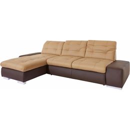 Sit & More sit&more Ecksofa &raquo;Palomino L-Form&laquo; wahlweise XL oder XXL und mit Bettfunktion braun Kunstleder SOFTLUX /Struktur (100% Polyester);Kunstleder SOFTLUX /