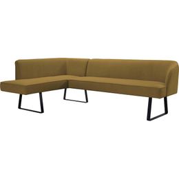 exxpo - sofa fashion Eckbank &raquo;Americano&laquo; mit Keder und Metallf&uuml;&szlig;en, Bezug in verschiedenen Qualit&auml;ten gelb