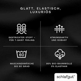 Schlafgut Spannbettlaken &raquo;Premium&laquo; Zero Waste Verpackung, PREMIUM Qualit&auml;t schwarz Mako-Zwirn-Jersey, Obermaterial: 95% Baumwolle, 5% Elasthan