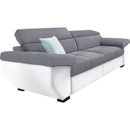 COTTA 2,5-Sitzer &raquo;Speedway&laquo; Big-Sofa mit Kopfteilverstellung grau Kunstleder SOFTLUX / Luxus-Microfaser (100% Polyester);Flachgewebe (100% Polyester) 