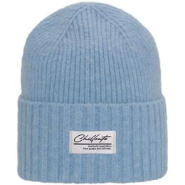 Chillouts Damen Chillouts Beanie &raquo;Agneta Hat&laquo; Mit Wollanteil, extra breiter Umschlag blau