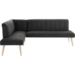 exxpo - sofa fashion Eckbank &raquo;Costa, moderne R&uuml;ckensteppung, bequem und elegant, hoher Holzfu&szlig;&laquo; hochwertig verarbeitet, Frei im Raum stellbar schwarz 