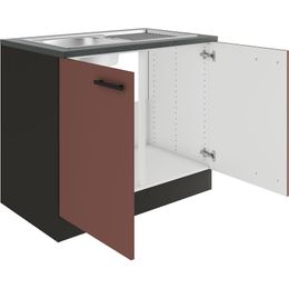 Optifit Sp&uuml;lenschrank &raquo;Palma&laquo; Breite 100 cm, inklusive Einbausp&uuml;le rot Spanplatte