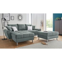 Collection AB Ecksofa &raquo;Rada L-Form&laquo; inklusive Hocker, Bettfunktion und Federkern gr&uuml;n Struktur (100% Polyester); Samtoptik (100% Polyester)