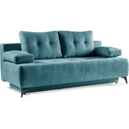 WERK2 Schlafsofa &raquo;Oakland Bettsofa Breite 206cm, Liegefl&auml;che 202/145cm,&laquo; 2-Sitzer Sofa & Schlafcouch mit Bettkasten blau 92% Polyester, 8% Nylon
