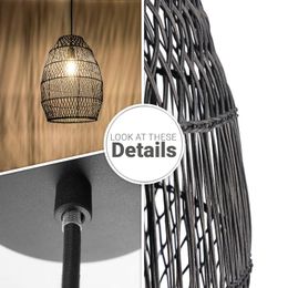 Paco Home Pendelleuchte &raquo;VIHMO&laquo; E27 Rattan Esstisch Pendellampe LED Boho Rustikal Korblampen K&uuml;che E27 schwarz